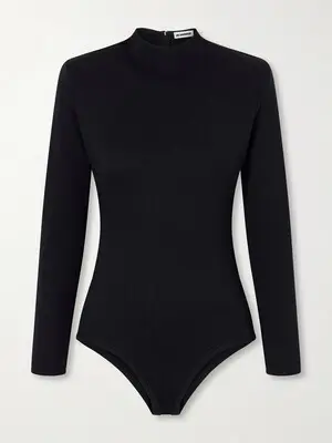 JIL SANDER Wool-jersey Bodysuit - Black