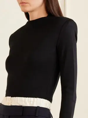 JIL SANDER Wool-jersey Bodysuit - Black