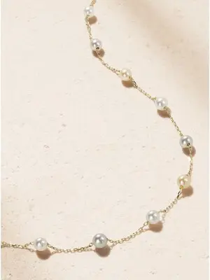 Mizuki 14 Karat Yellow Freshwater Pearl Necklace