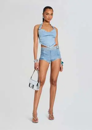 Retrofete Oleeara Belted Denim Shorts