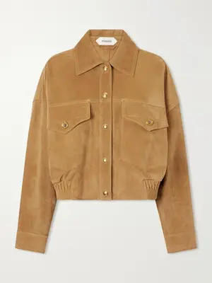 Versace Suede Blouson Jacket - Brown