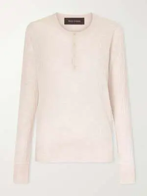 WALES BONNER Nile Henley Wool Sweatshirt - Ivory