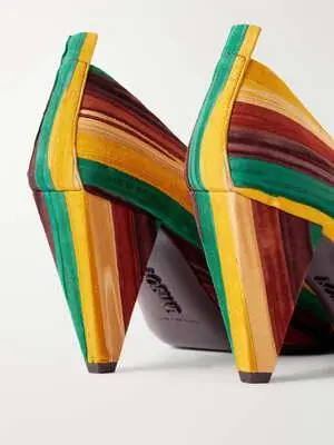 Loewe Origami 85 Striped Suede Pumps