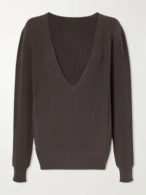 Rick Owens Cable-knit Wool V-neck Sweater