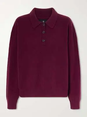 ANINE BING Cashmere Polo Sweater - Bubblegum