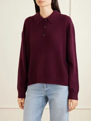 ANINE BING Cashmere Polo Sweater - Pink