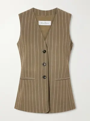Max Mara Pinstriped Twill Vest - Green