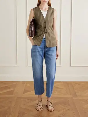 Max Mara Pinstriped Twill Vest - Green