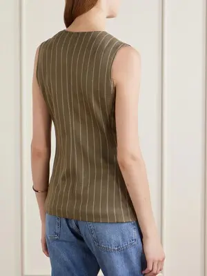 Max Mara Pinstriped Twill Vest - Green