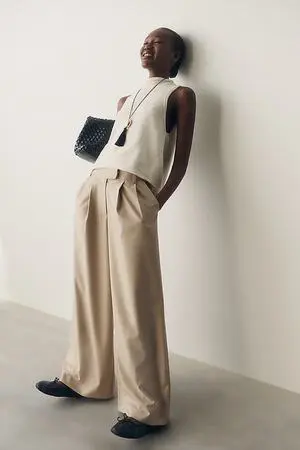 WHITEROOM + CACTUS Pleated Trousers Pants - Camel