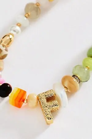 Anthropologie Chunky Mixed Bead Initial Necklace - F