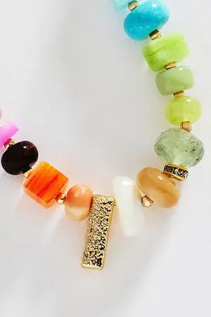 Anthropologie Chunky Mixed Bead Initial Necklace - I