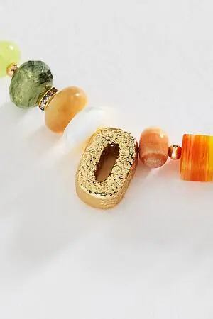 Anthropologie Chunky Mixed Bead Initial Necklace O