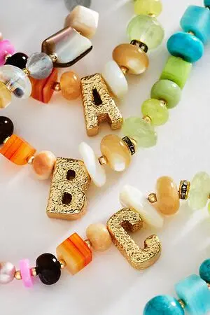 Anthropologie Chunky Mixed Bead Initial Necklace - Q