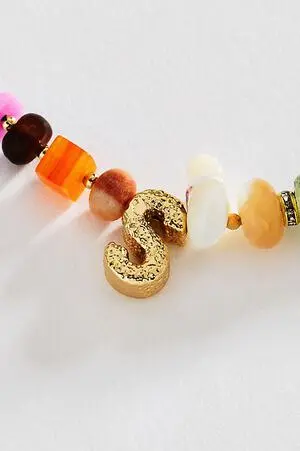 Anthropologie Chunky Mixed Bead Initial Necklace - S