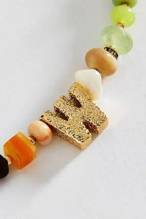 Anthropologie Chunky Mixed Bead Initial Necklace W