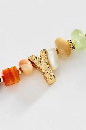 Anthropologie Chunky Mixed Bead Initial Necklace Y
