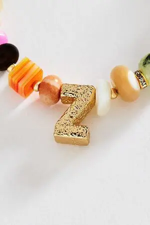 Anthropologie Chunky Mixed Bead Initial Necklace Z