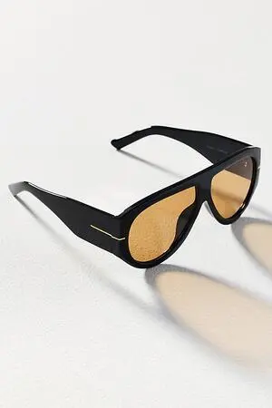 Anthropologie Wrapped Flat-top Aviator Sunglasses - Black