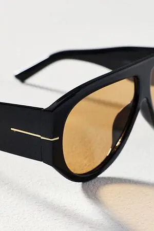 Anthropologie Wrapped Flat-top Aviator Sunglasses - Black
