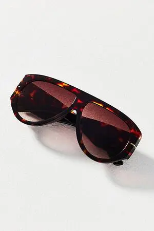 Anthropologie Wrapped Flat-top Aviator Sunglasses - Brown Tortoise