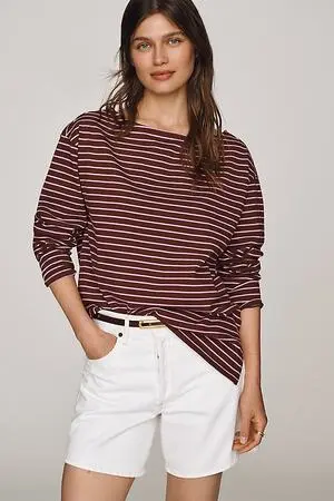 Maeve Greer Cotton Relaxed Long-sleeve Top - Pink Stripe