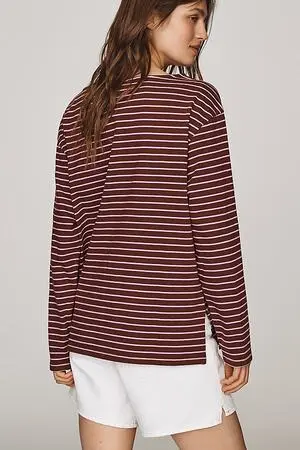 Maeve Greer Cotton Relaxed Long-sleeve Top - Pink Stripe