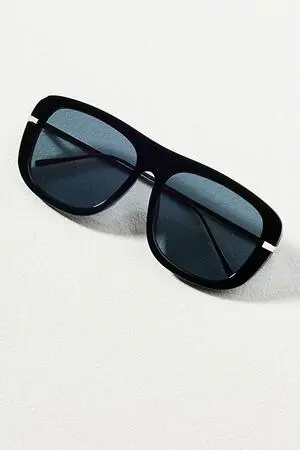 Anthropologie Flat-top Curved Aviator Sunglasses - Black