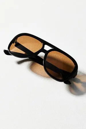 Anthropologie Flat-top Curved Aviator Sunglasses - Tortoise