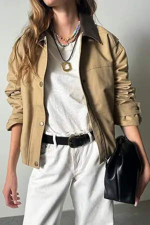 PILCRO 100% Cotton Cropped Utility Jacket