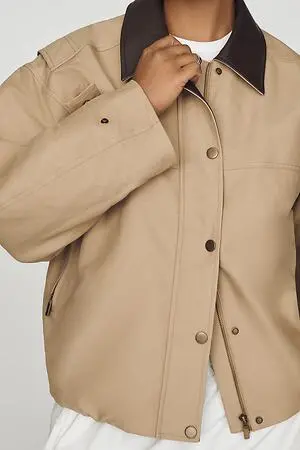 PILCRO 100% Cotton Cropped Utility Jacket