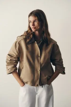 PILCRO 100% Cotton Cropped Utility Jacket