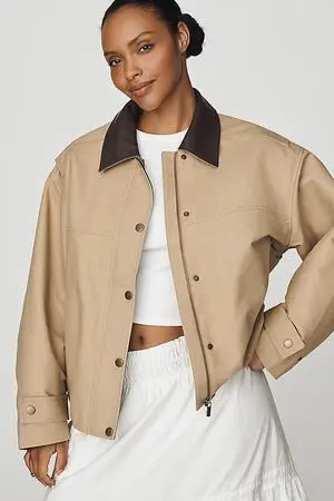 PILCRO 100% Cotton Cropped Utility Jacket