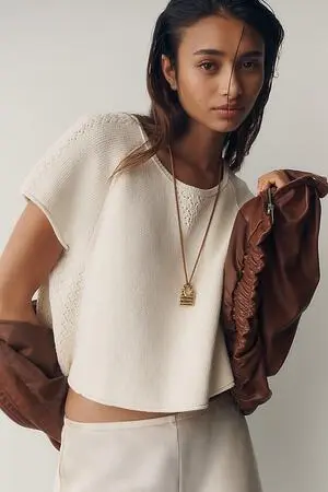 Anthropologie Cotton Potelle Sweater - Ivory