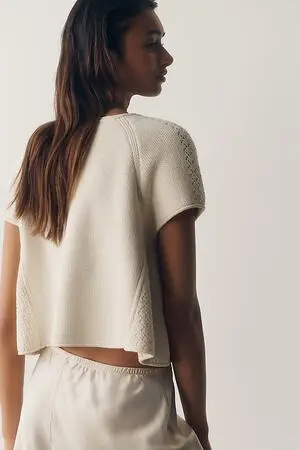 Anthropologie Cotton Potelle Sweater - Ivory