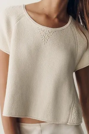 Anthropologie Cotton Potelle Sweater - Ivory