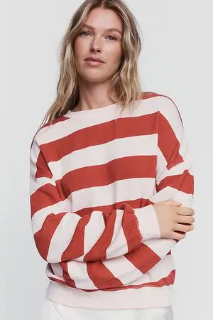LETLUV Cotton Long Sleeve Top - Red Stripe