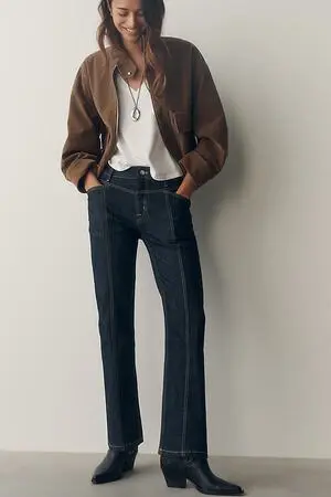 PILCRO High-rise Seamed Straight-leg Jeans In Dark Wash