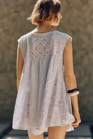 CELANDINE Lace Mini Dress - Ice Grey