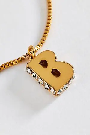 Anthropologie Crystal Initial Pendant Necklace - B