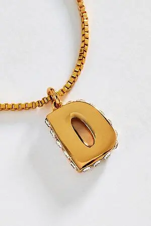 Anthropologie Crystal Initial Pendant Necklace - D