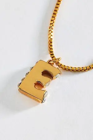 Anthropologie Crystal Initial Pendant Necklace - E