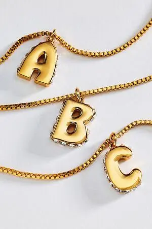 Anthropologie Crystal Initial Pendant Necklace - E