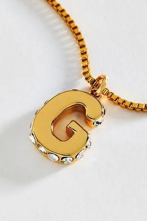 Anthropologie Crystal Initial Pendant Necklace G