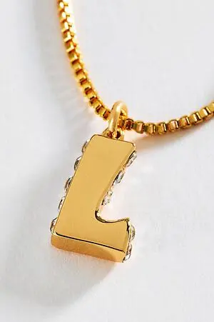 Anthropologie Crystal Initial Pendant Necklace - L