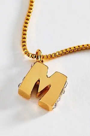 Anthropologie Crystal Initial Pendant Necklace - M