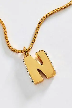 Anthropologie Crystal Initial Pendant Necklace N