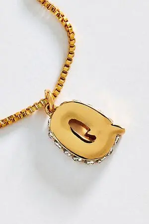 Anthropologie Crystal Initial Pendant Necklace - Q