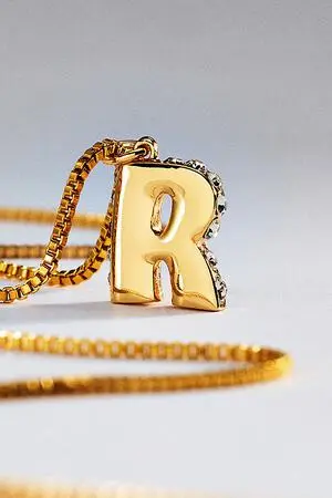 Anthropologie Crystal Initial Pendant Necklace - R