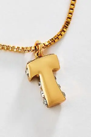 Anthropologie Crystal Initial Pendant Necklace T